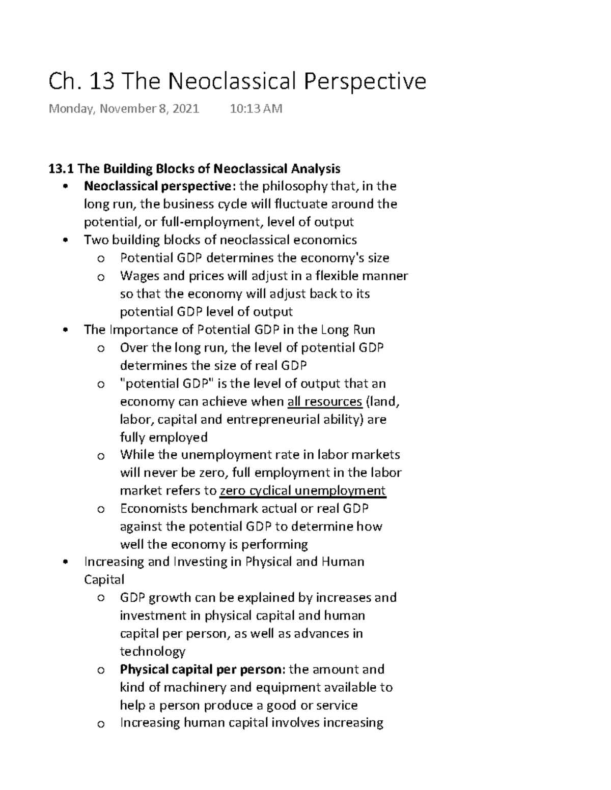 Ch. 13 The Neoclassical Perspective - 13 The Building Blocks of ...