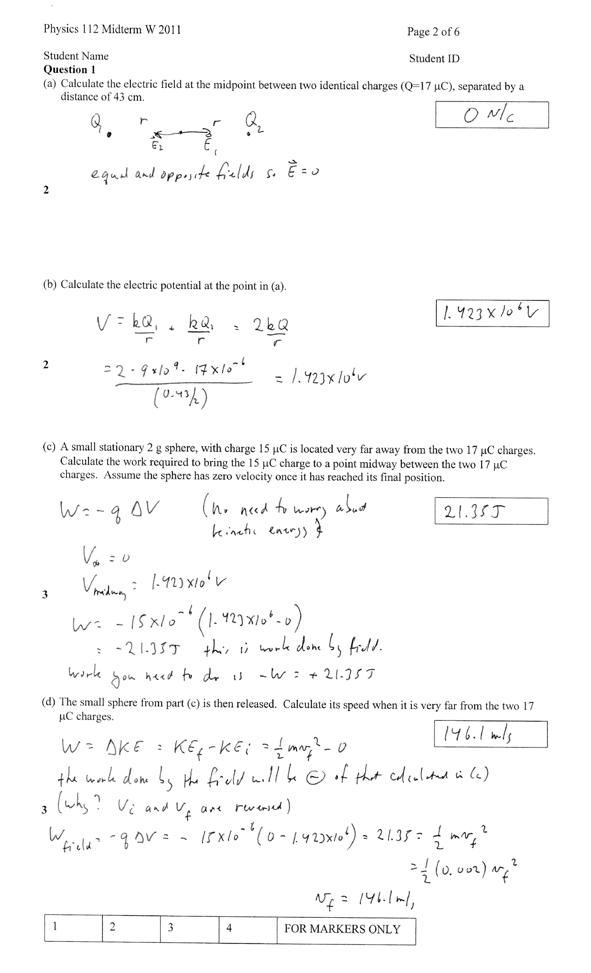 Self marked assignment 5 solution - Physics 112 Midterm W 2011 Page 2 of 6 Student Name Student ...