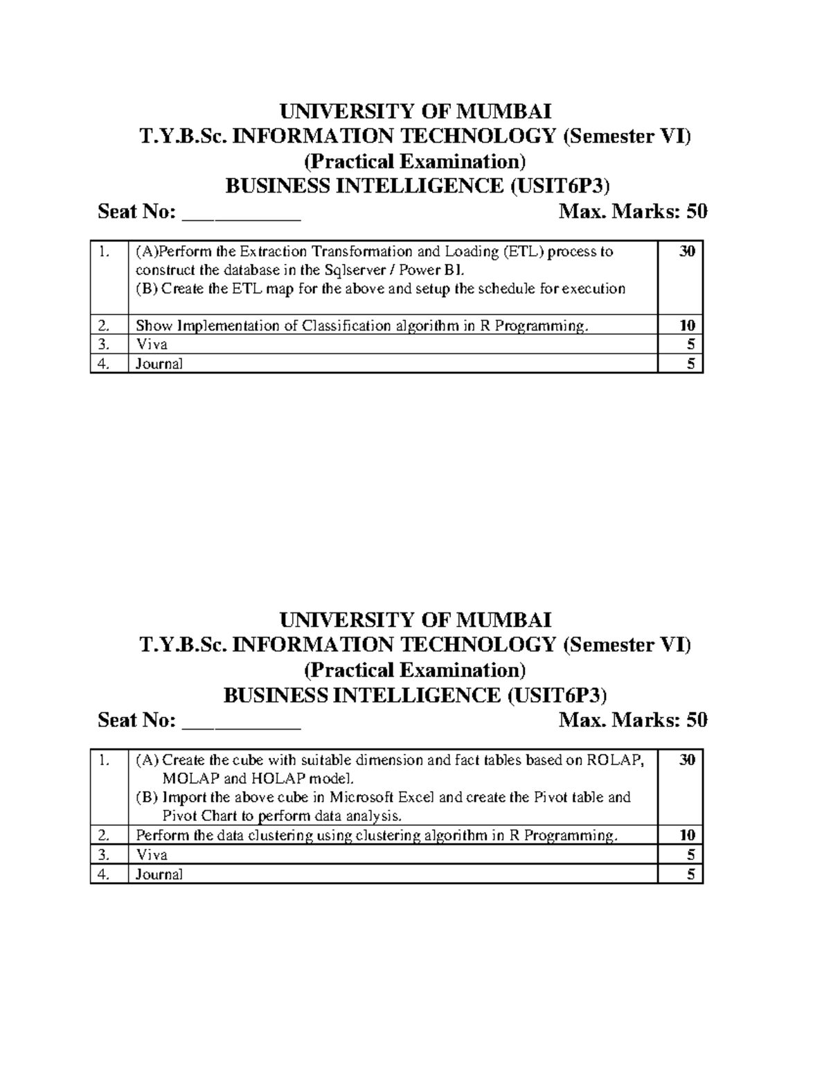 BIP-1 - T.Y.B. INFORMATION TECHNOLOGY (Semester VI) (Practical Examination) BUSINESS ...