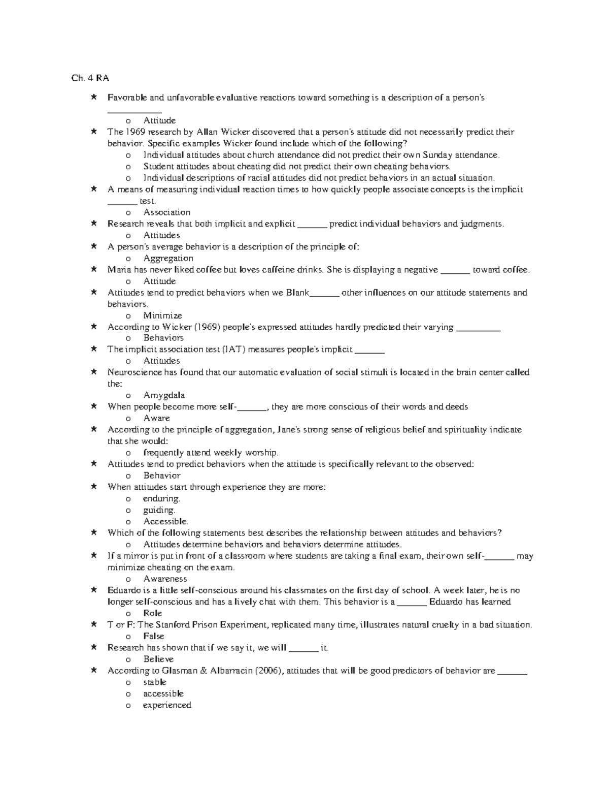 Ch. 4 RA - Chapter 4 reading assignment questions - Ch. 4 RA Favorable and unfavorable ...
