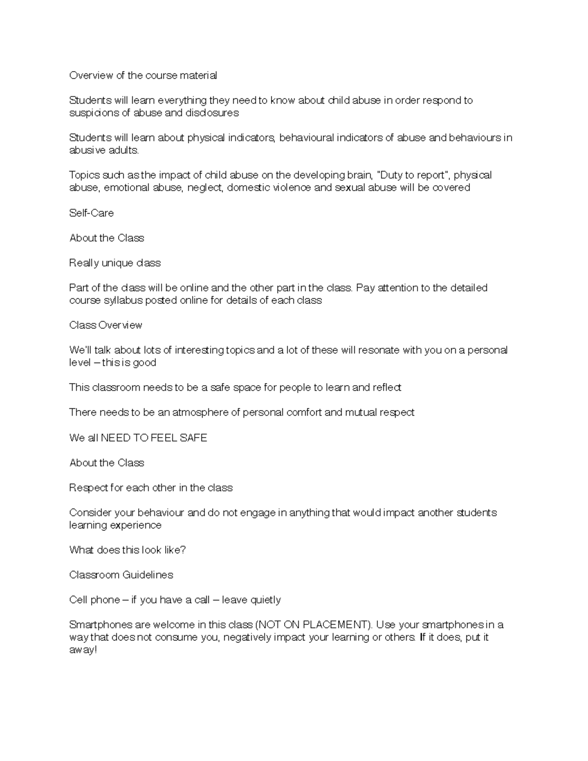 Week One - Lecture notes 1 - Overview of the course material Students ...