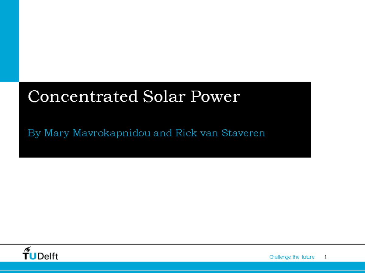 Compulsory declarations, presentation Concentrated Solar Power ...