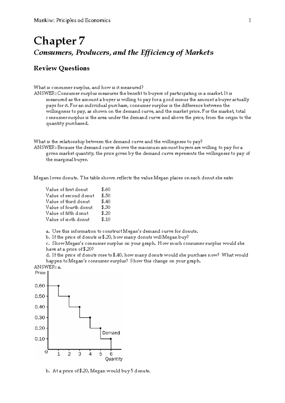 Chap07 qu - 123 - Chapter 7 Consumers, Producers, and the Efficiency of ...