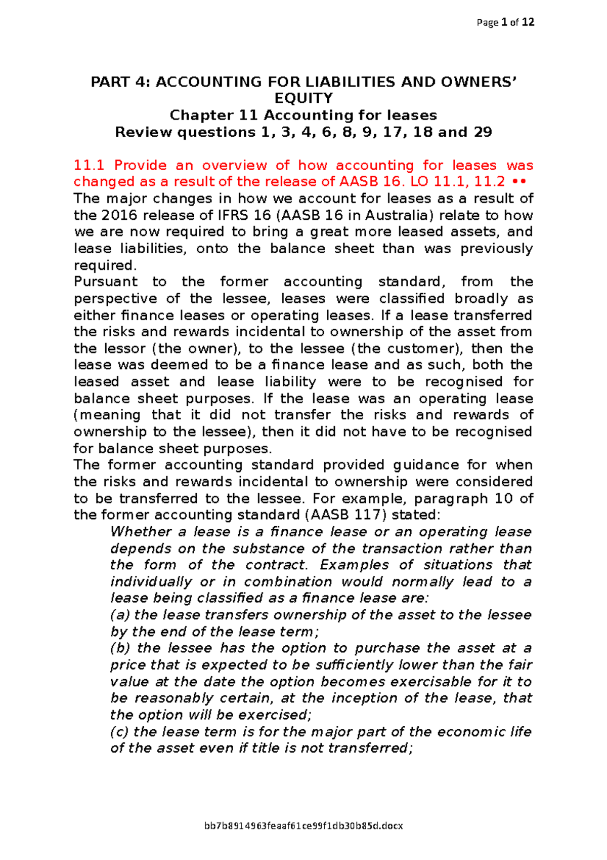 Topic 3 (Chapter 11) Tutorial Solutions - PART 4: ACCOUNTING FOR LIABILITIES AND OWNERS’ EQUITY ...