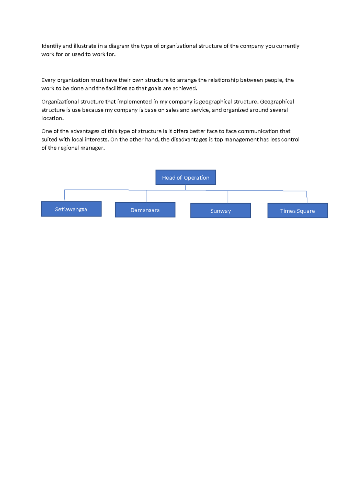 MGT162 ICE 4 - diagram of organizational structure - Identify and ...