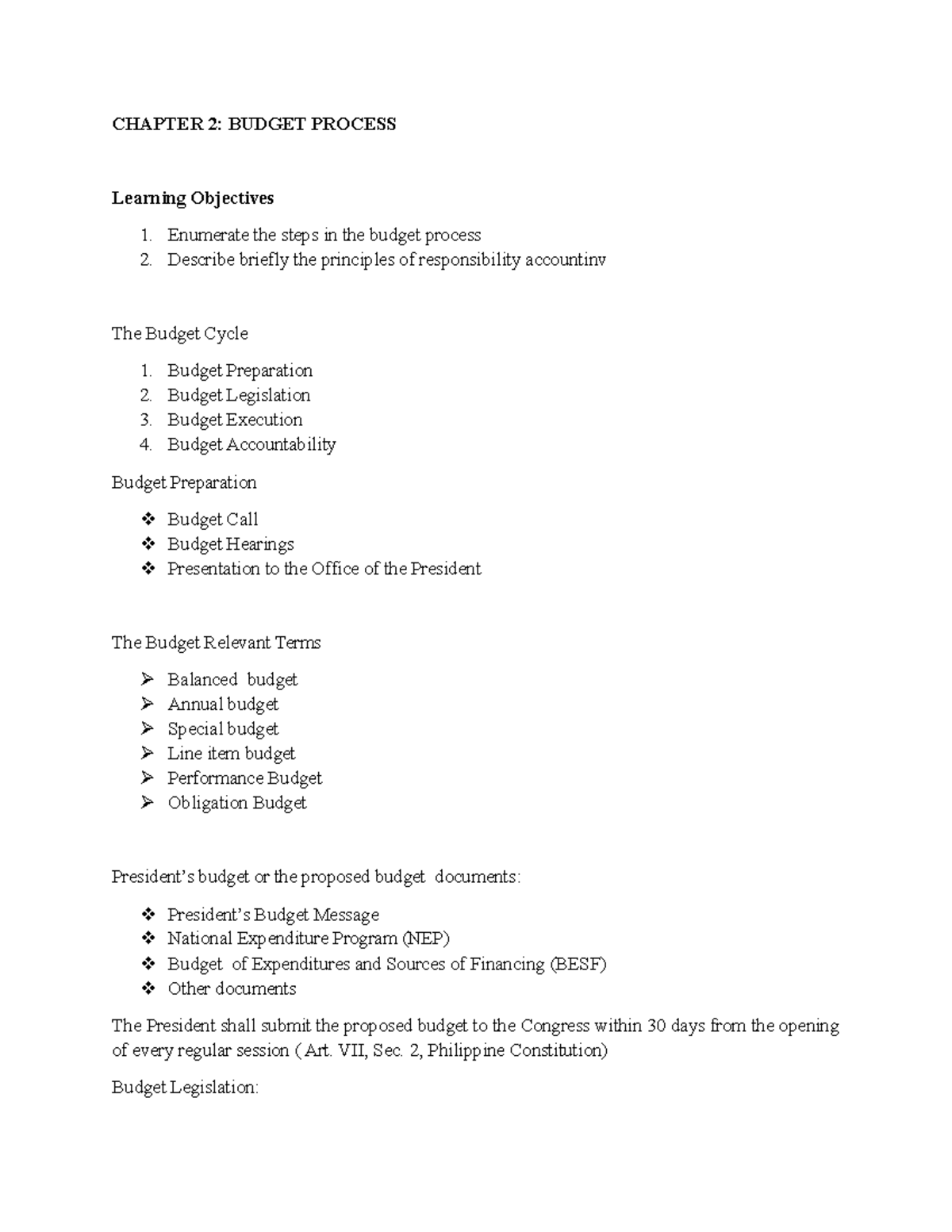 Chapter 2 Business Process - CHAPTER 2: BUDGET PROCESS Learning ...