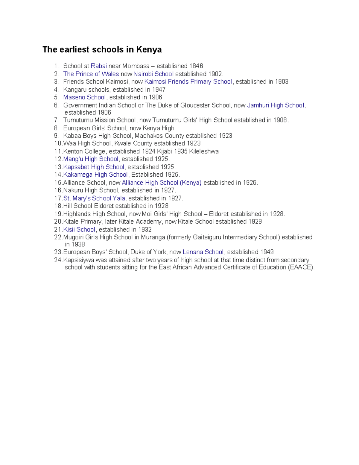 The earliest schools in Kenya - The earliest schools in Kenya School at ...