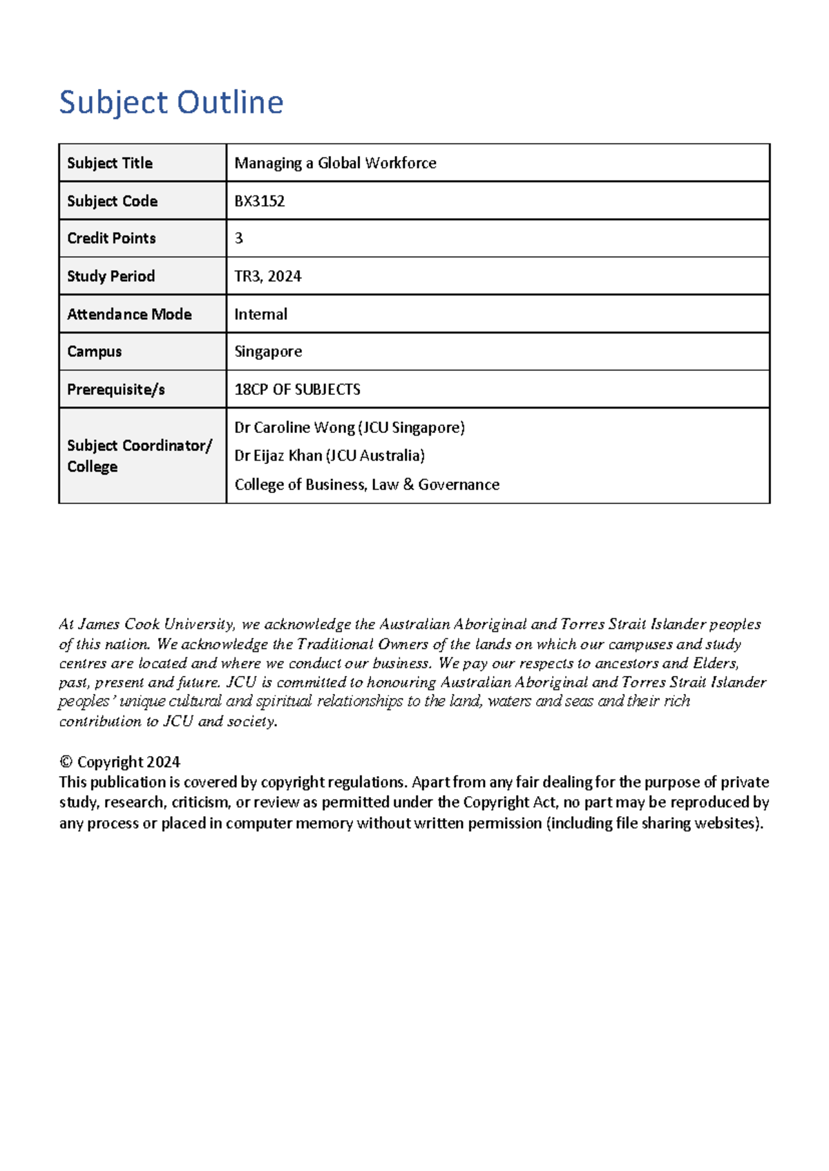 Subject Outline 2024 BX3152 SIN TR3 INT - Subject Outline Subject Title ...