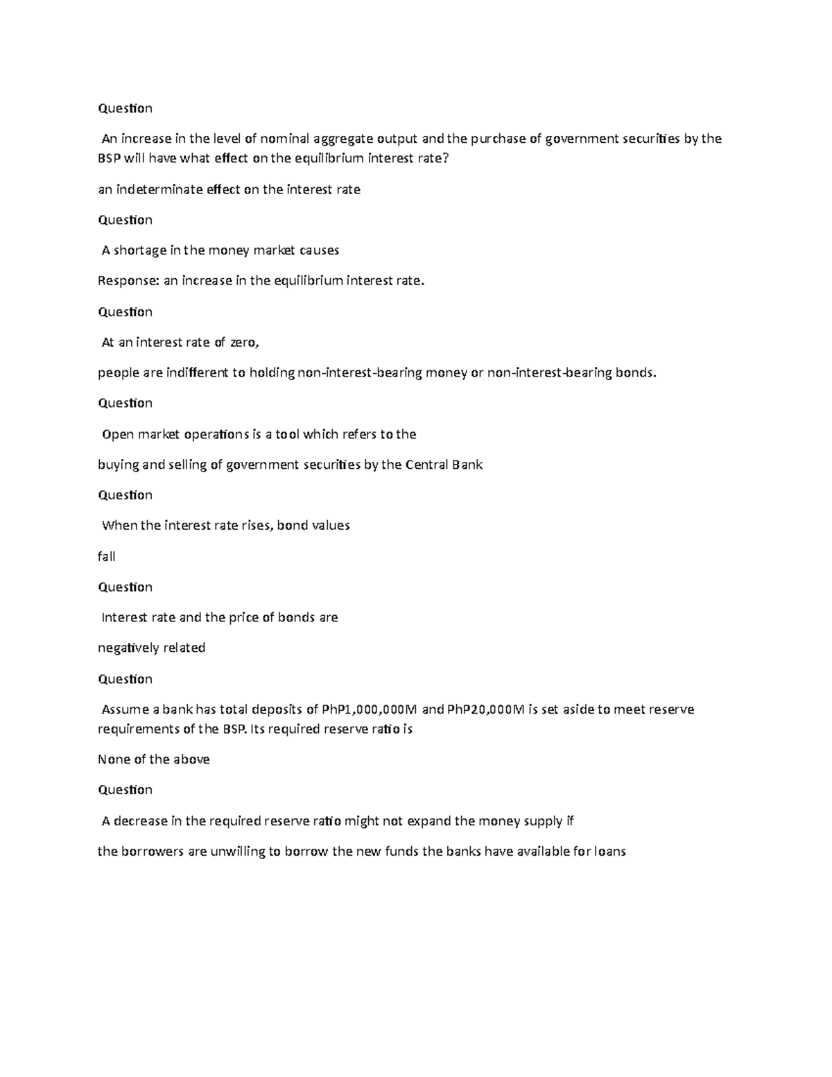 Economics 101 - Econ 201 Quiz and Answer Key Part 1 Midterm Examination ...