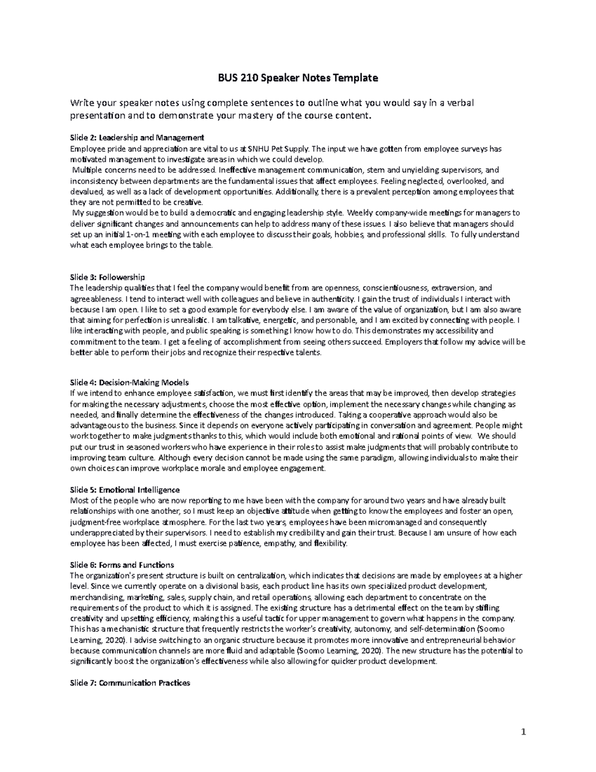 BUS 210 Speaker Notes Template - BUS 210 Speaker Notes Template Write ...