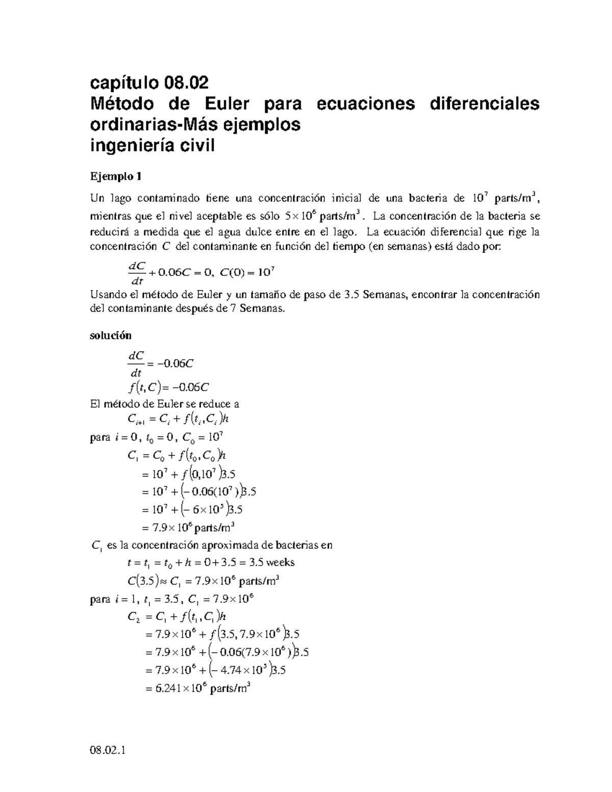 Método de Euler para ecuaciones diferenciales ordinarias - 08. capítulo ...