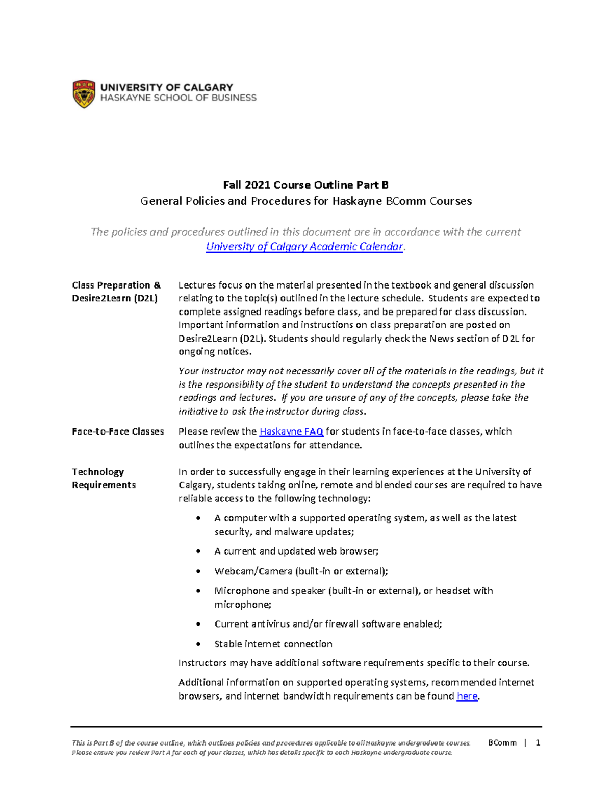 Fall 2021 BComm Outline - Part B - Updated - This is Part B of the ...