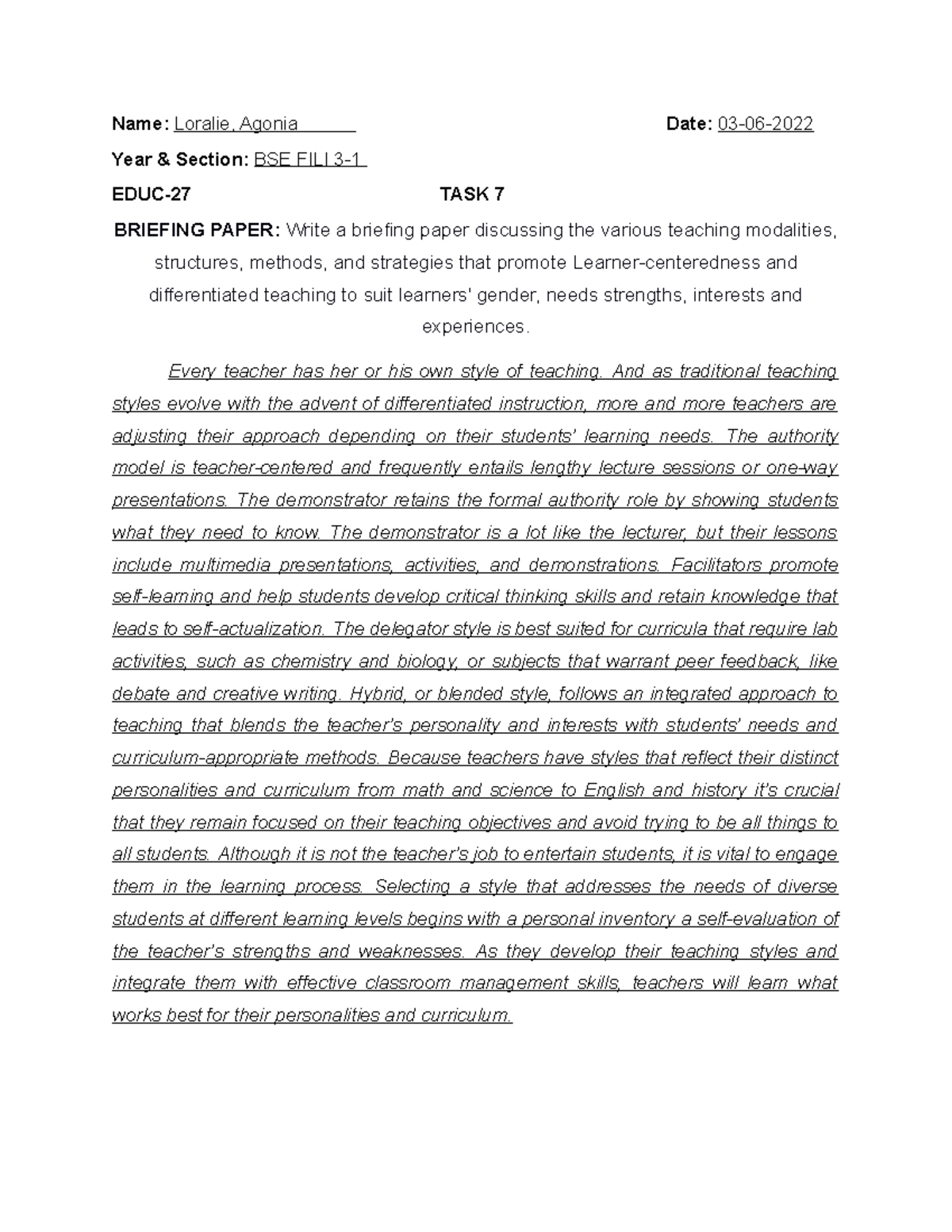 EDUC-27 TASK 7 - THIS WILL BE MY EXAMPLE NOTE. I HOPE SOME OF STUDENT ...