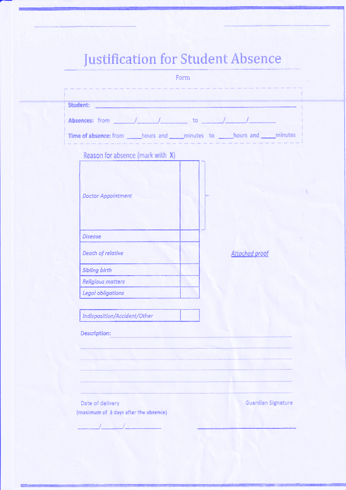 Sick leave color - This is a page - Justification for Student Absence ...