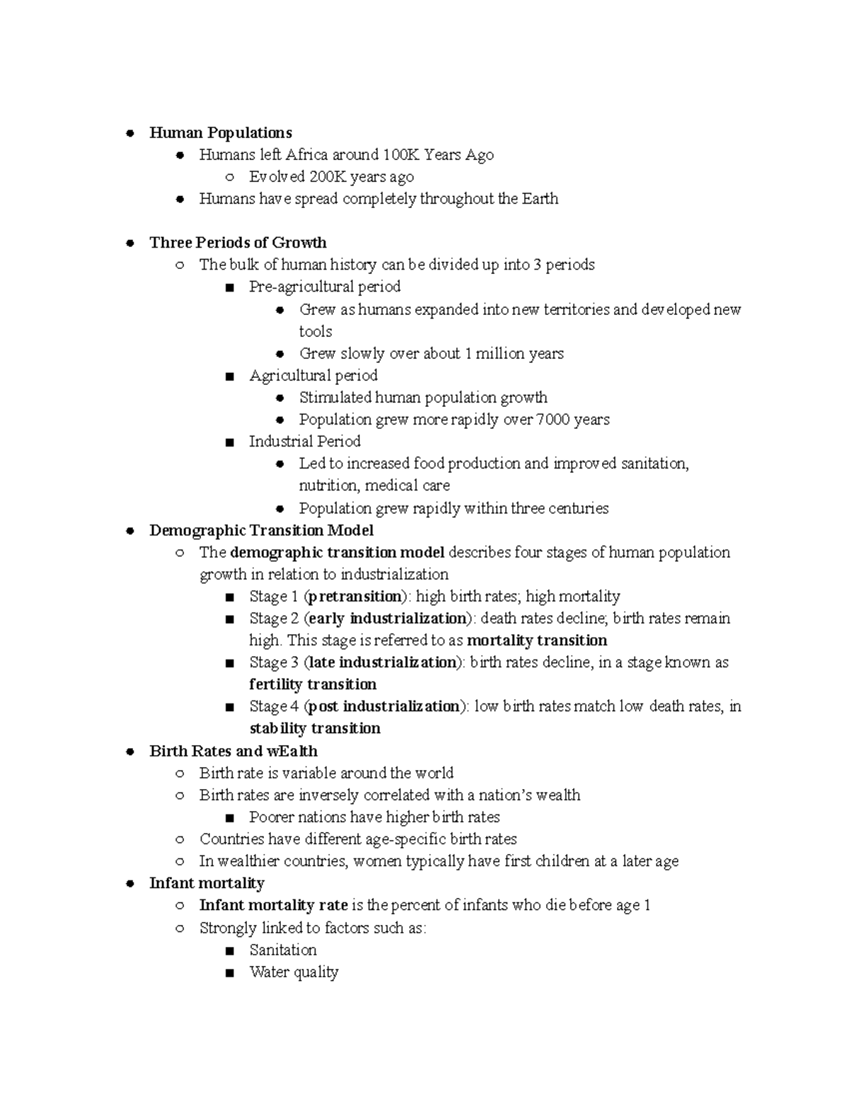 Environmental Science Notes - Human Populations Humans left Africa ...