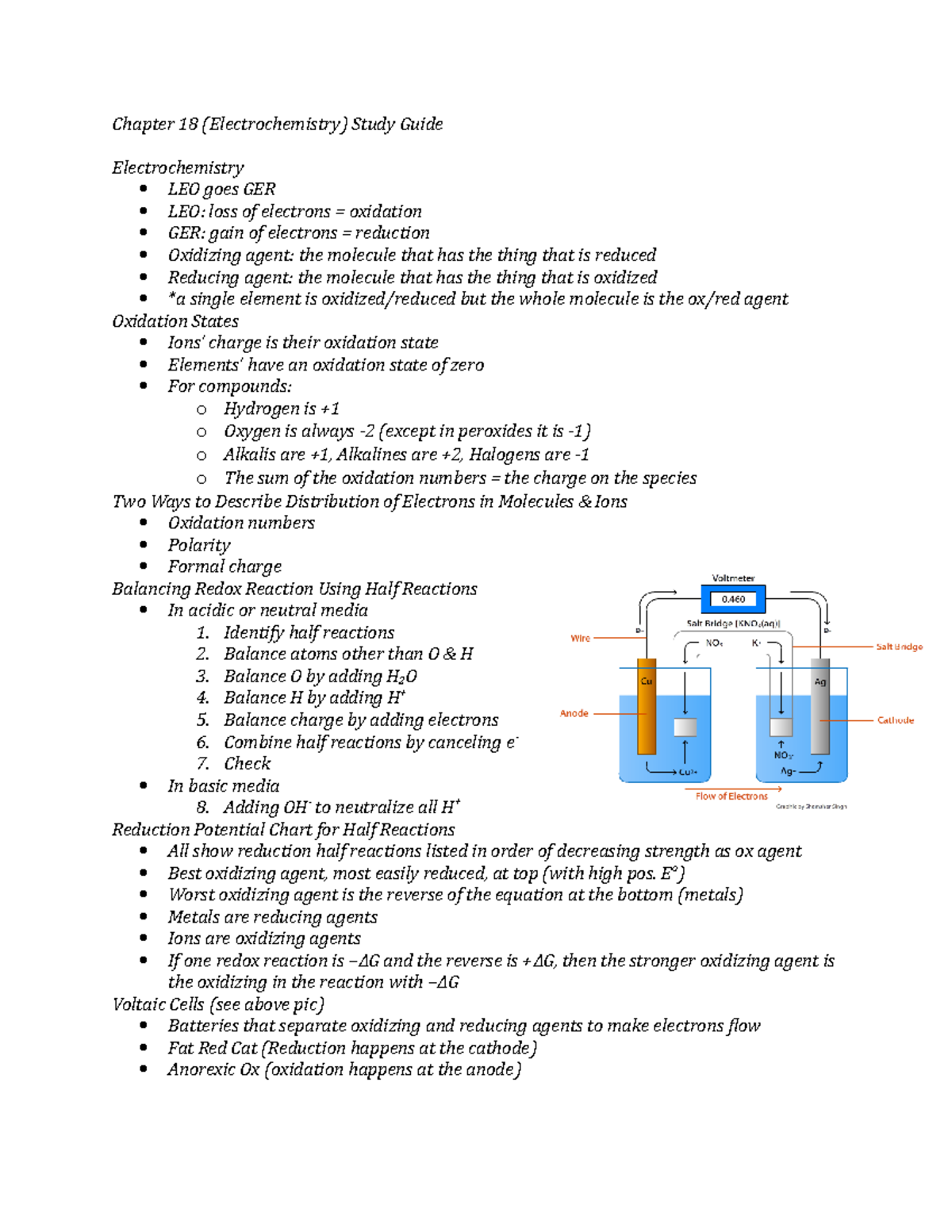 Chapter 18 Study Guide - Summary General Chemistry II W/Lab - Chapter ...