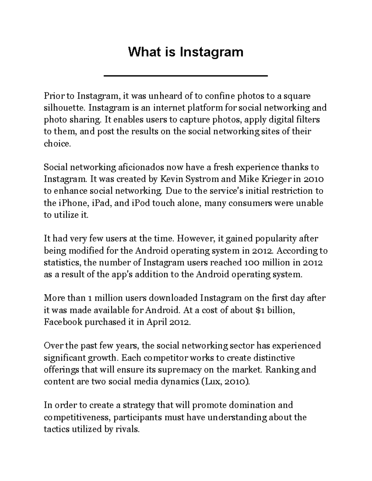 What is Instagram - Google Docs - What is Instagram ...