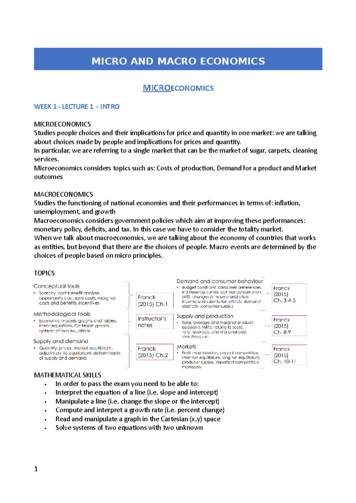 Micro Economy - MICRO AND MACRO ECONOMICS MICROECONOMICS WEEK 1 ...