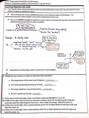 Unit 1 Math Foundations and Kinematics 2 - PHYS 1101 - Studocu