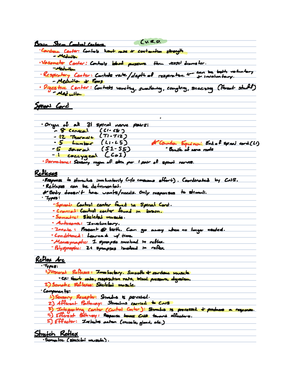10 - CNS 2 Notes - v R D Brain Stem ####### Control Centers ...