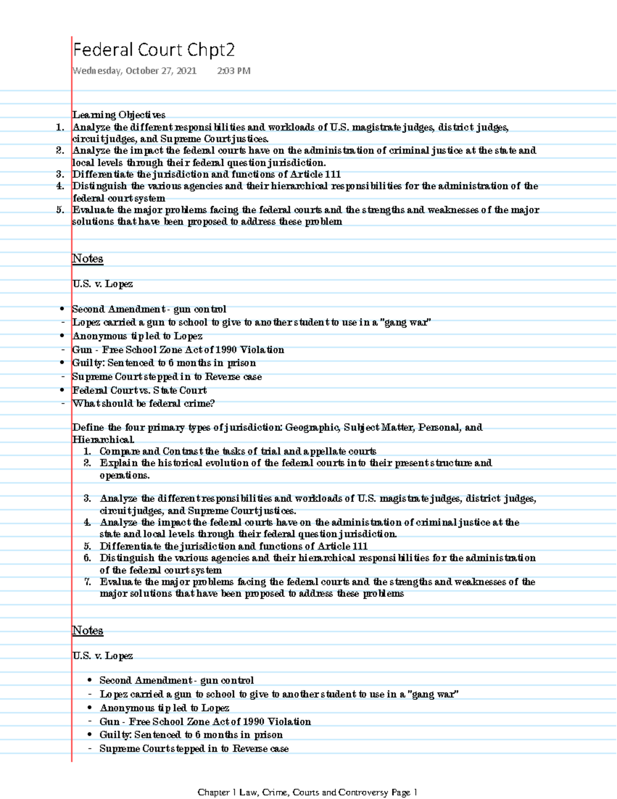 Federal Court Chpt2 - I hope the notes are helpful to you. - Learning ...