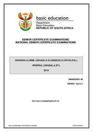 Isi Xhosa HL P2 May-June 2018 Memo - SENIOR CERTIFICATE EXAMINATIONS ISIXHOSA ULWIMI LWASEKHAYA ...