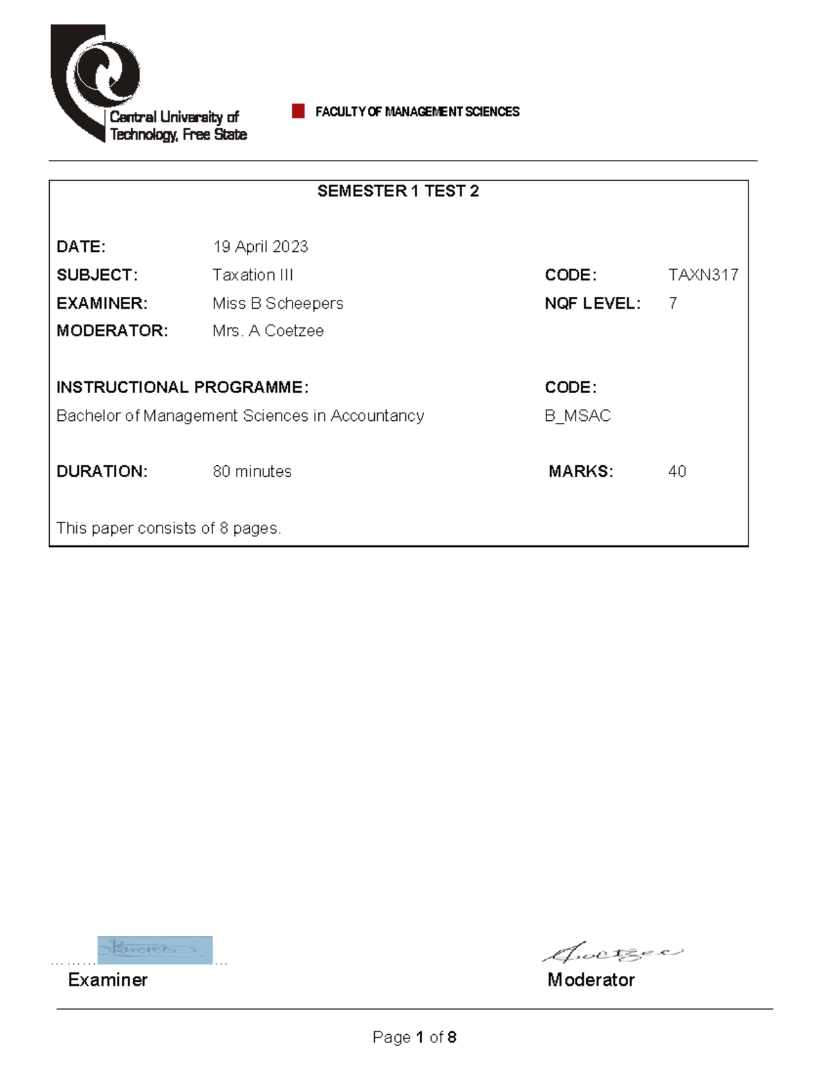 TAXN317 TEST 2 2023 - Capital Allowances - - Studocu