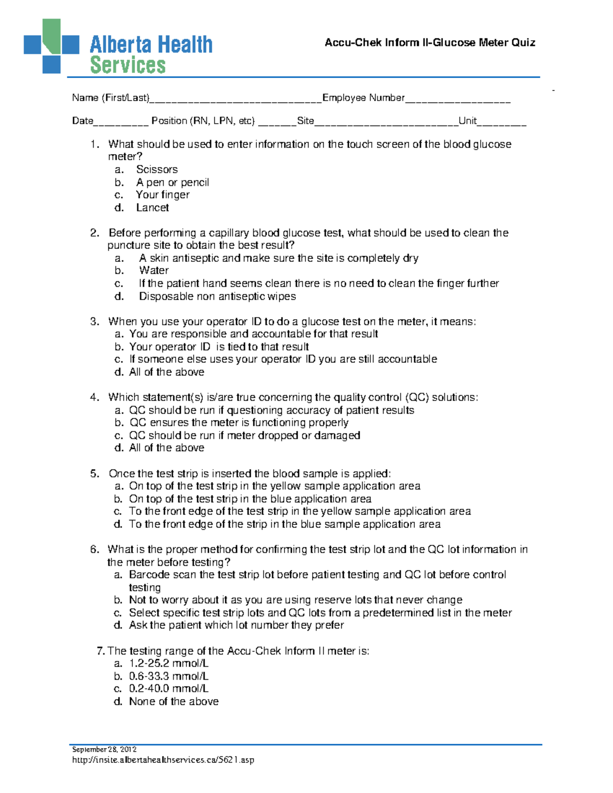 Accu Check Glucometer - Quiz - Accu-Chek Inform II-Glucose Meter Quiz ...