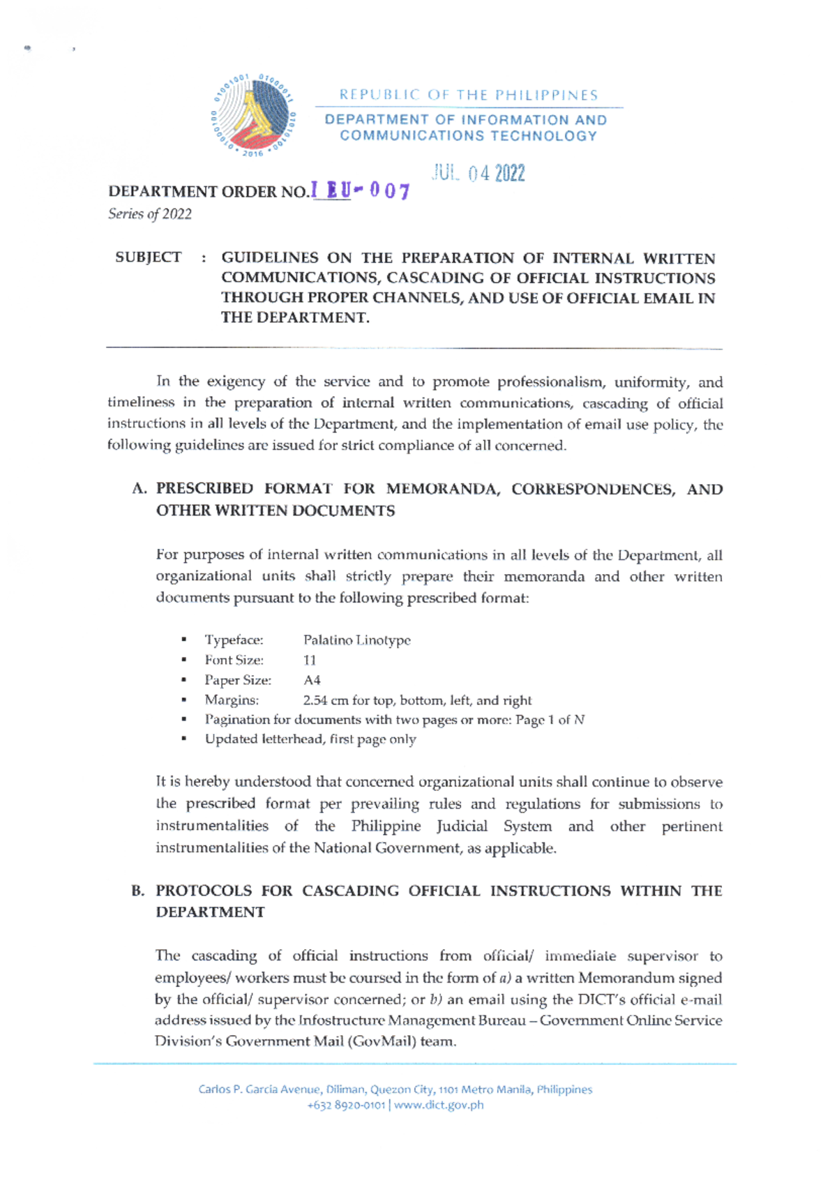 Guidelines on the Preparation of Internal Written Communications ...