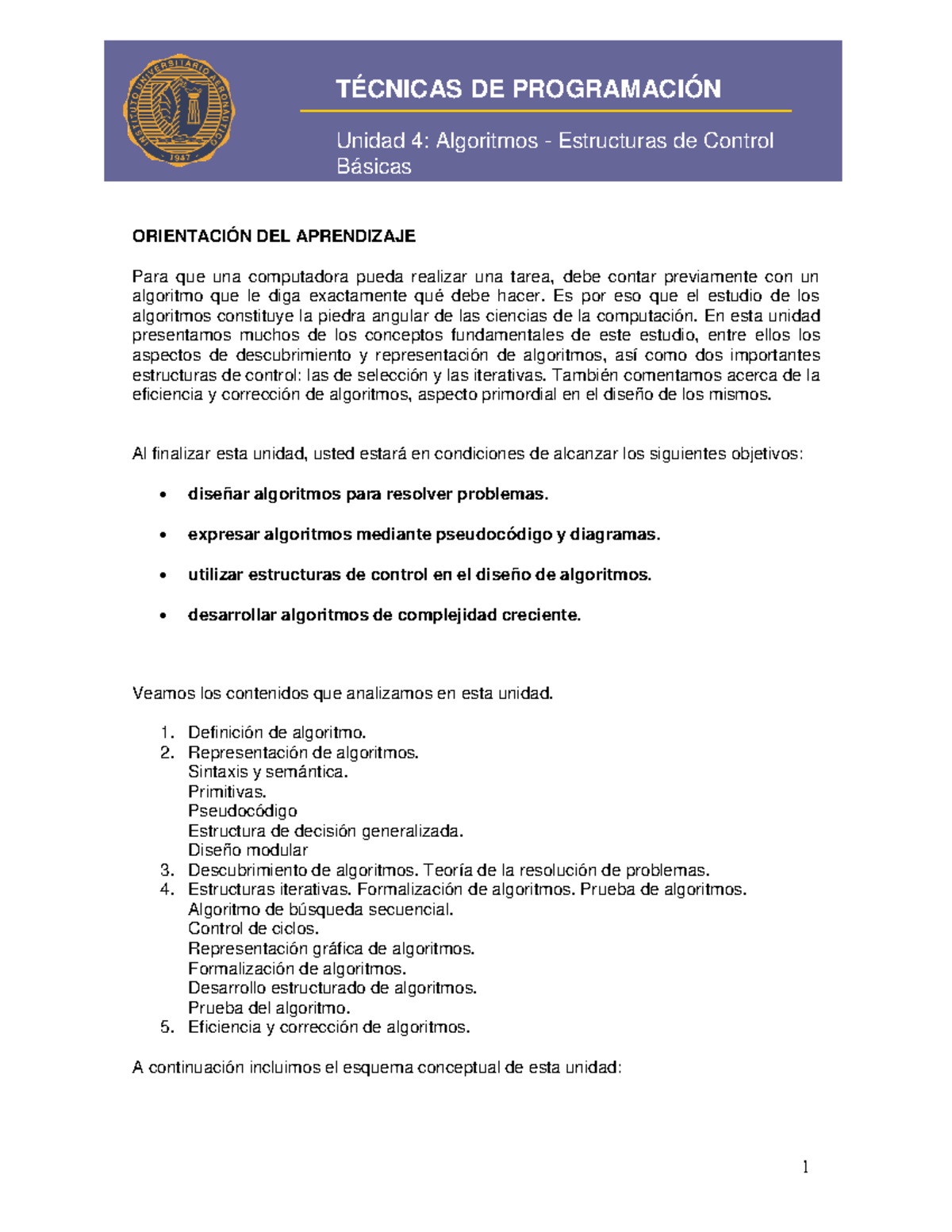 Unidad 4 Algoritmos - Estructuras de Control Basicas - ORIENTACIÓN DEL ...