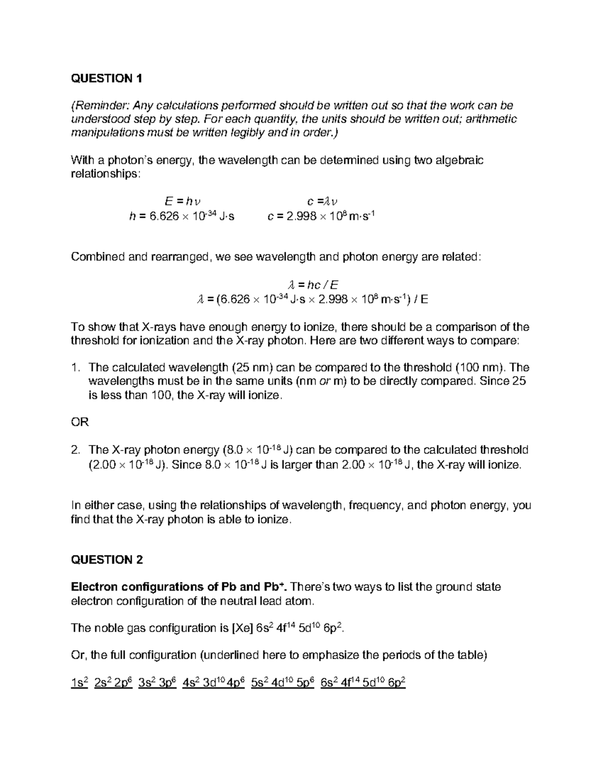 Solutions UA2 practice F22 - QUESTION 1 (Reminder: Any calculations ...