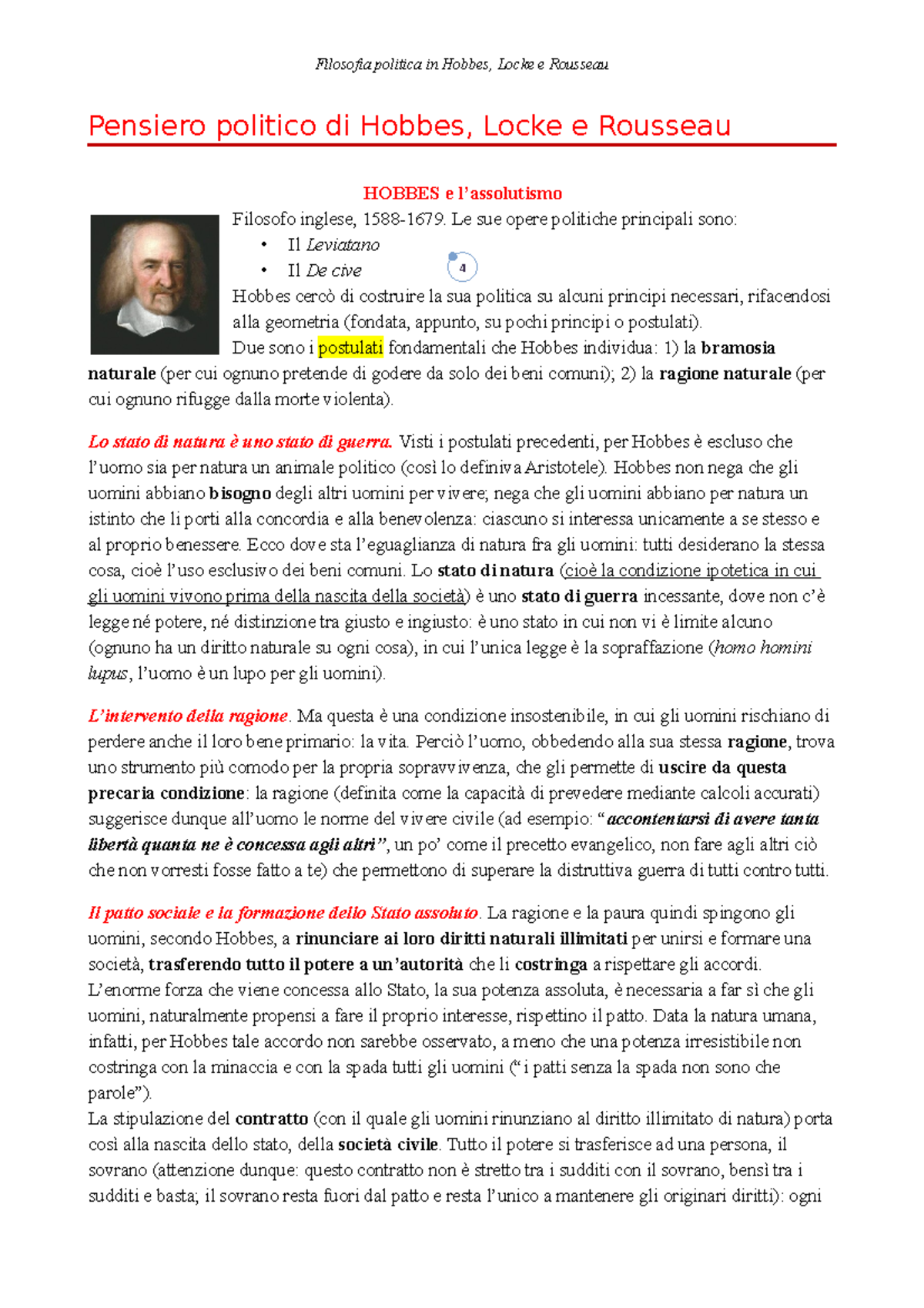 09 Pensiero politico di Hobbes Locke Rousseau - Filosofia politica in ...