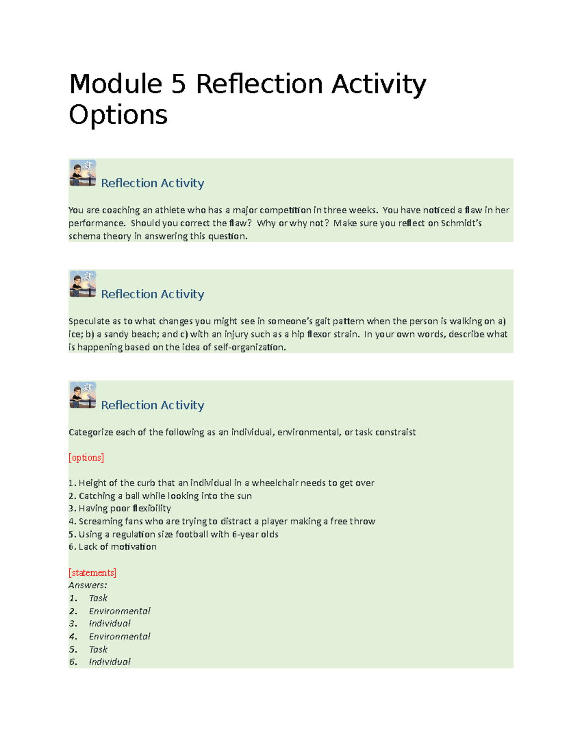 Module 5 Reflection Activity Options - Module 5 Reflection Activity Options Reflection Activity ...