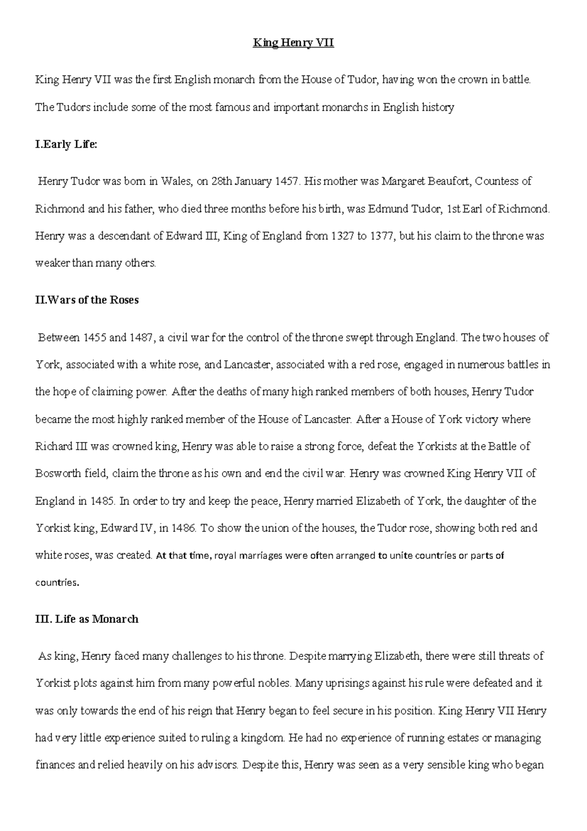 King Henry VII - Civilization - King Henry VII King Henry VII was the ...