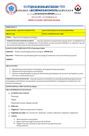 AP 9 LP WEEK 1 - LEARNING PLAN IN AP9 - JUNIOR HIGH SCHOOL BANGHAY ...