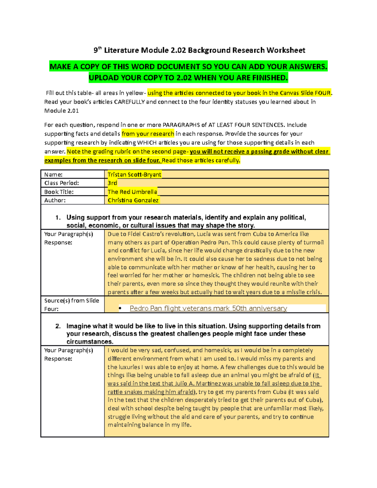 2.02 Background Research Worksheet - 9 th Literature Module 2 ...