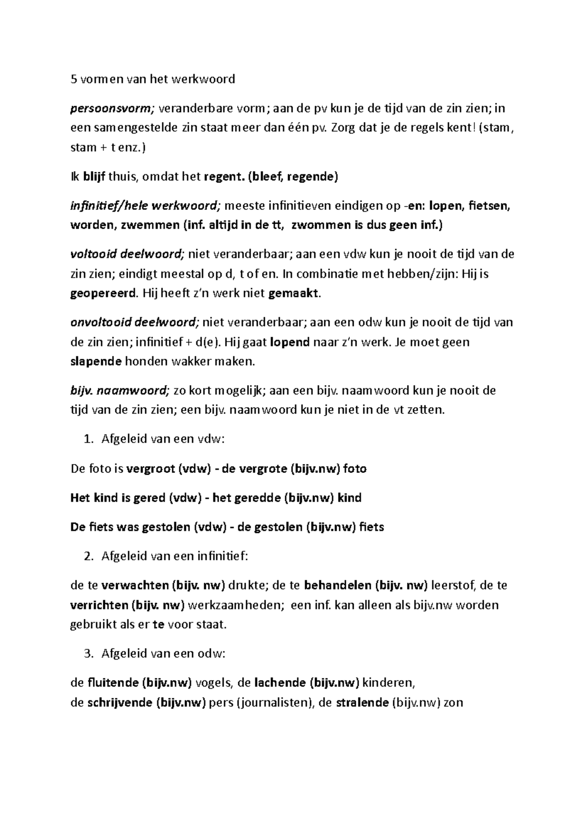 5 vormen van het werkwoord - 5 vormen van het werkwoord persoonsvorm ...