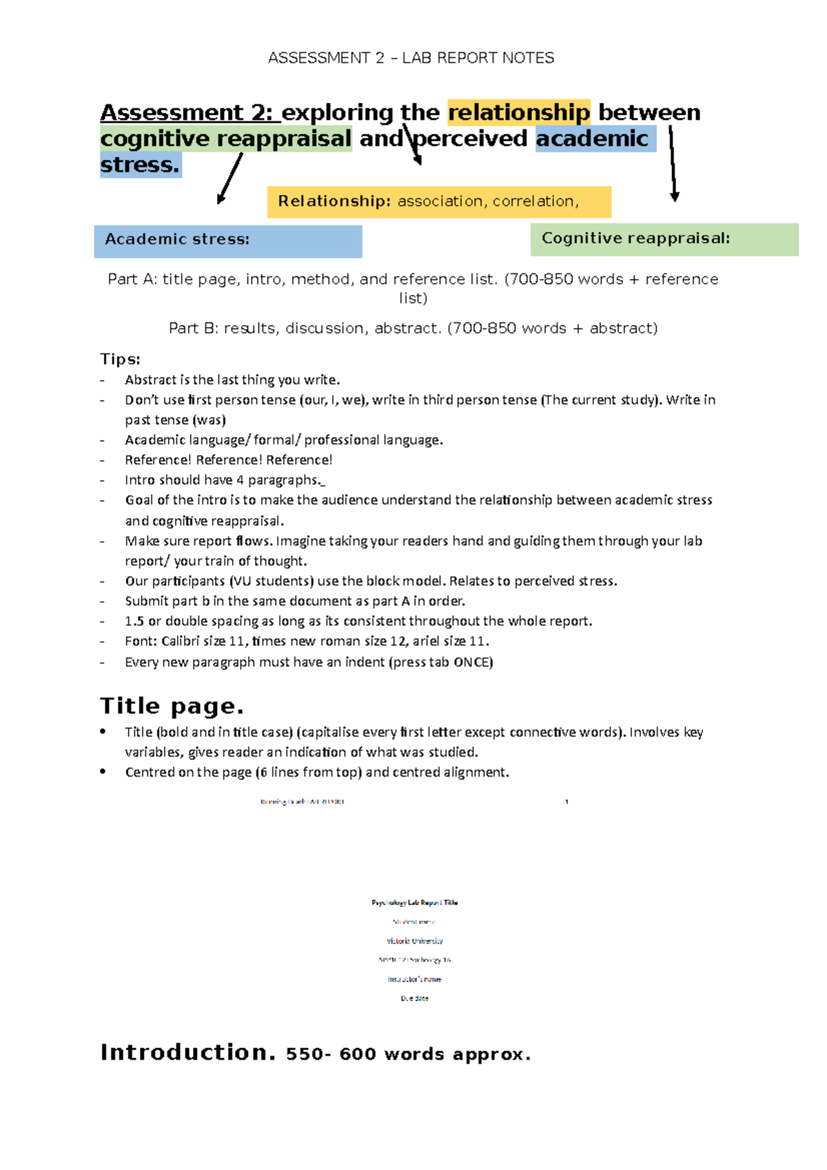 Assessment 2 - LAB Report Notes - ASSESSMENT 2 – LAB REPORT NOTES ...