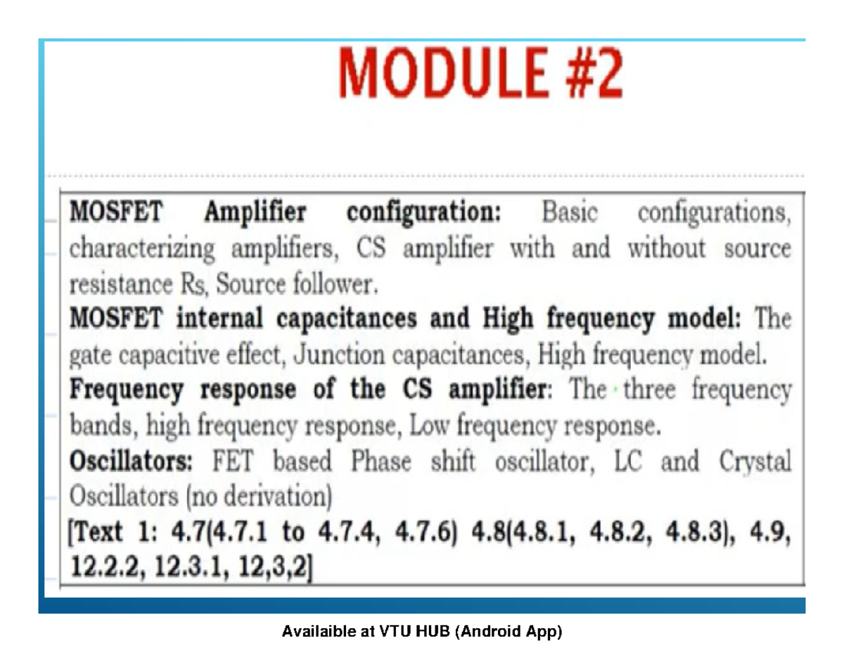 AEC MODULE 5 21EC34 - Electronic and communication - MOSFET AMPLIFIER CONFIGURATION - Studocu