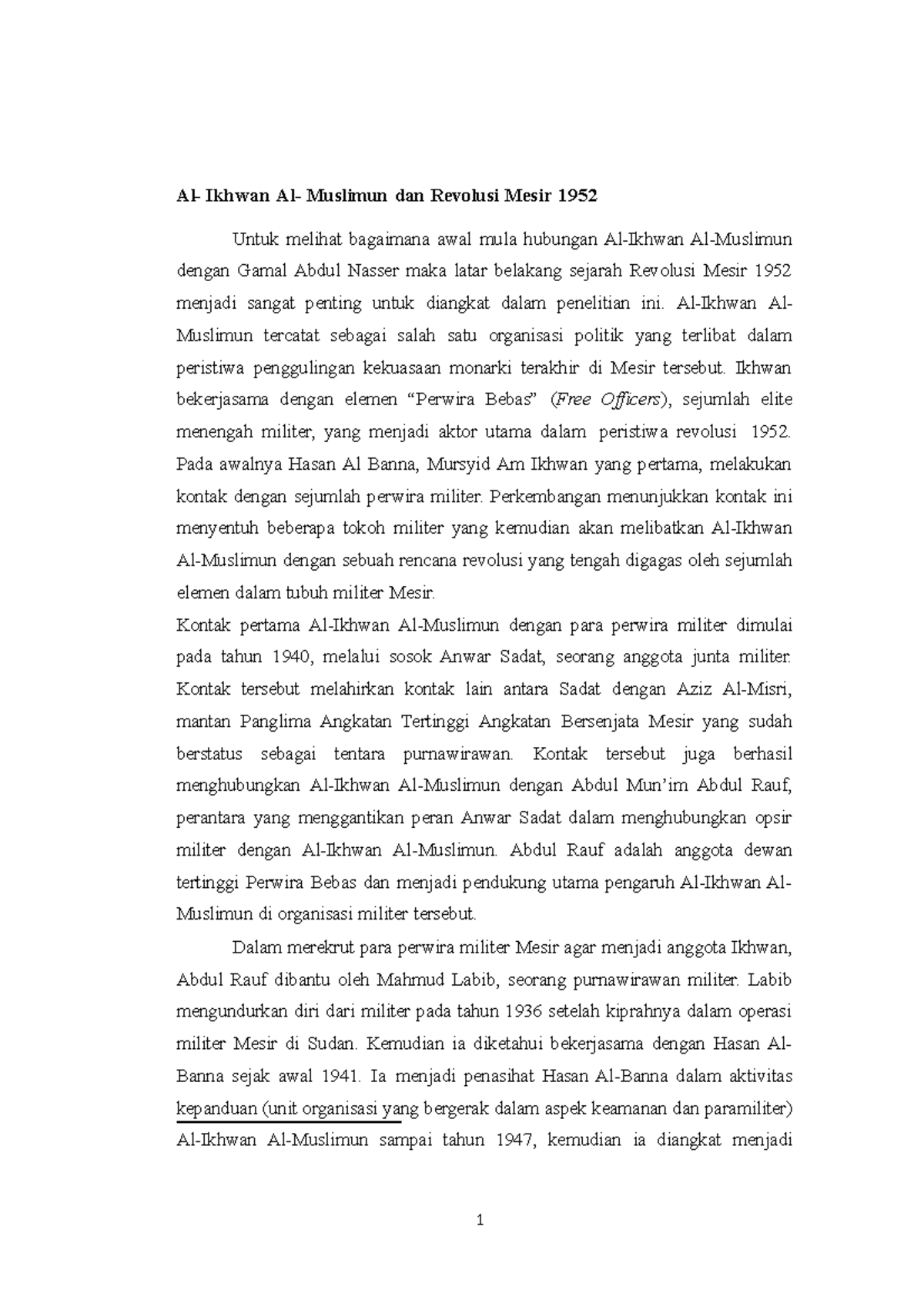 Al- Ikhwan Al- Muslimun dan Revolusi Mesir 1952 - Al-Ikhwan Al ...