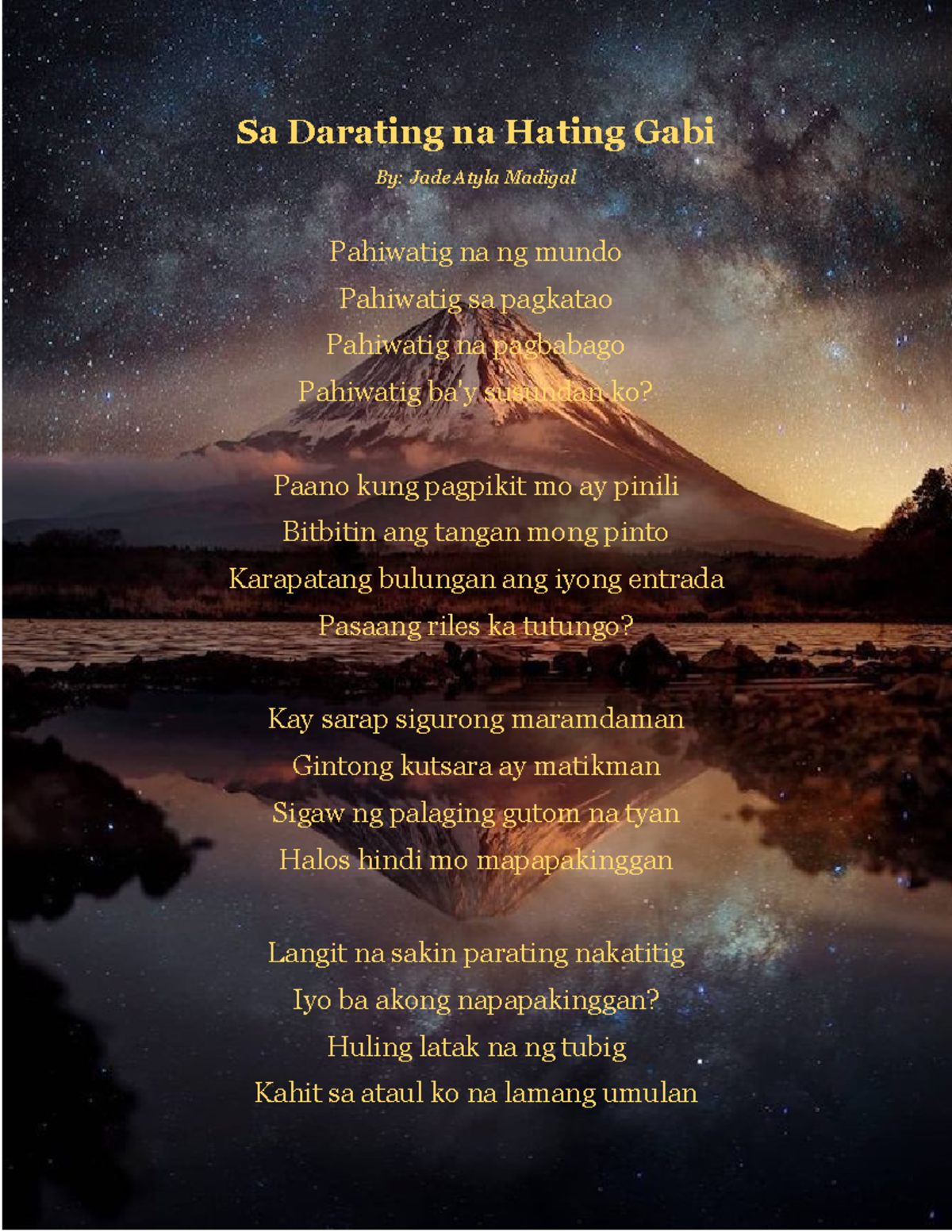 Sa Darating na Hating Gabi - Tula - Sa Darating na Hating Gabi By: Jade ...