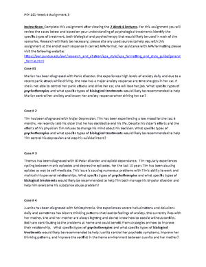 W4a3 PSY 201 - PSY 201 - PSY 201-Week 4 Assignment 3 Instructions: After viewing Week 4 Lecture ...