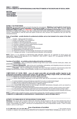 Diass Week 6 Activity Sheets - WEEK 6 - SESSION 1 ACTIVITY SHEETS ON THE DISCIPLINE OF SOCIAL ...