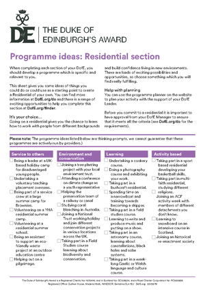 Programme Ideas - Skills - When completing each section of your DofE ...
