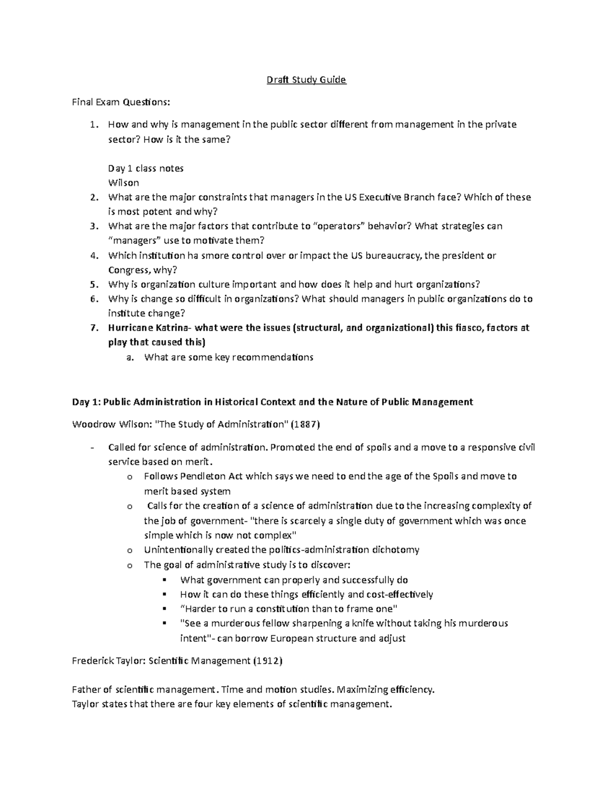 Draft Study Guide - Summary Public Management - Draft Study Guide Final ...