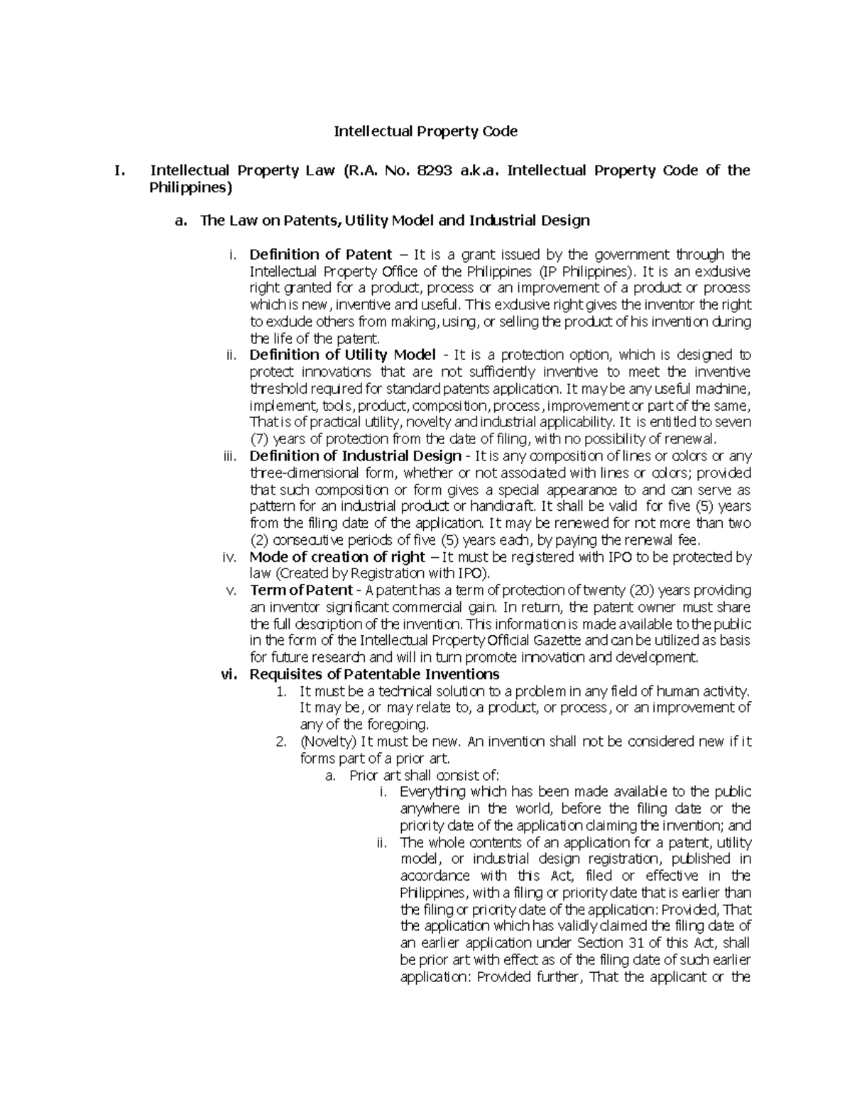 Handout-4 Intellectual-Property-Law - Intellectual Property Code I ...