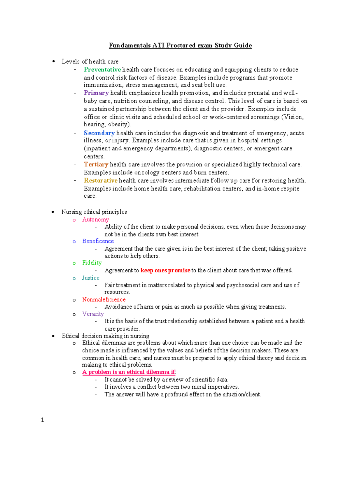 Fundamentals ATI Proctored exam Study Guide - Examples include programs ...