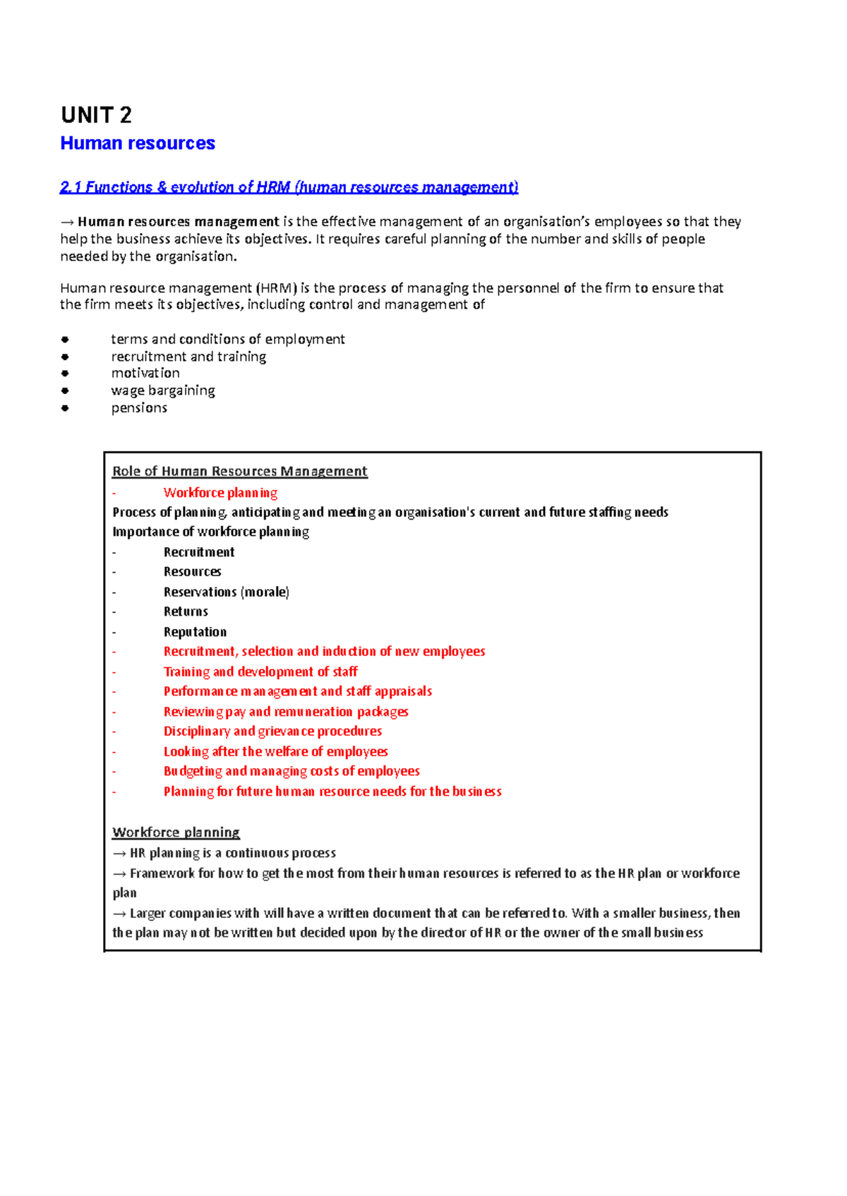 UNIT 2 - Human Resources -> new syllabus notes - UNIT 2 ####### Human ...