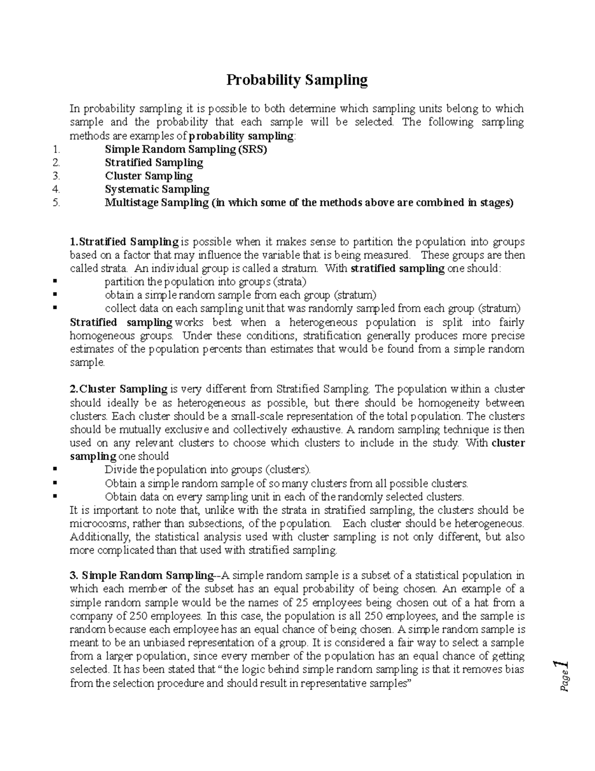 Probability Sampling - The following sampling methods are examples of ...
