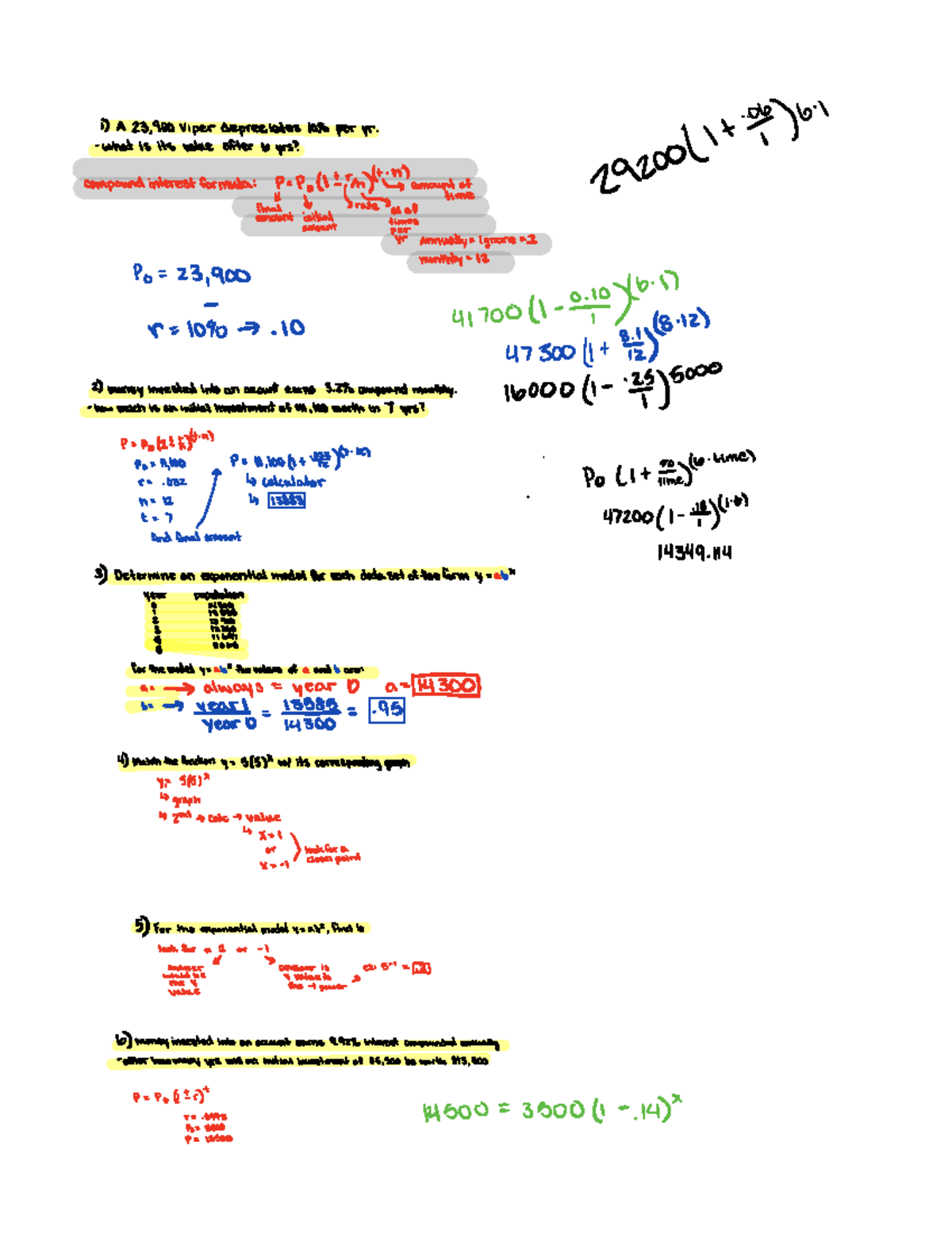 math 124 notes and practice problems - 1 A23,900viperdepreciates 10 ...